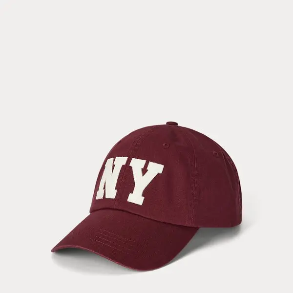 Ralph Lauren Twill Ball Cap With Appliqu - Red Wine