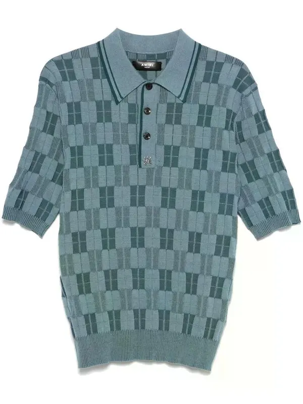Amiri Checked Polo Shirt - Blue