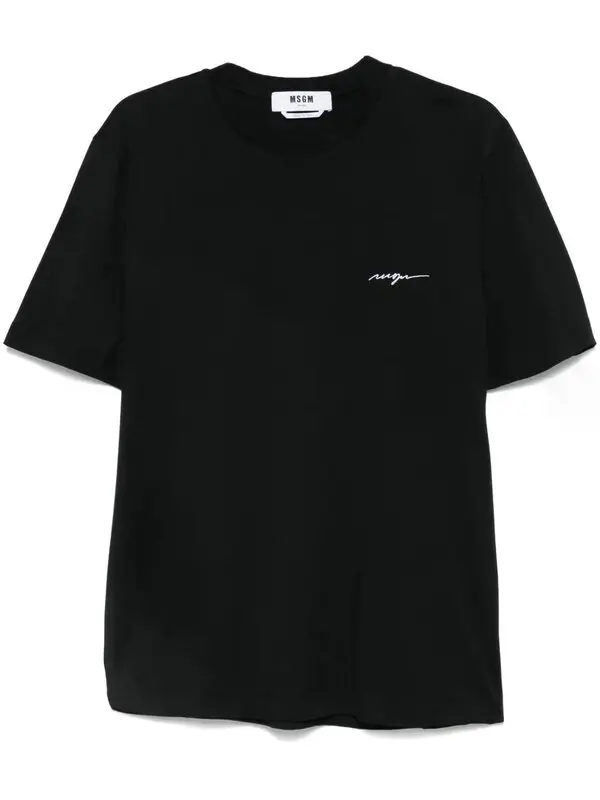 MSGM Logo-embroidered T-shirt - Black