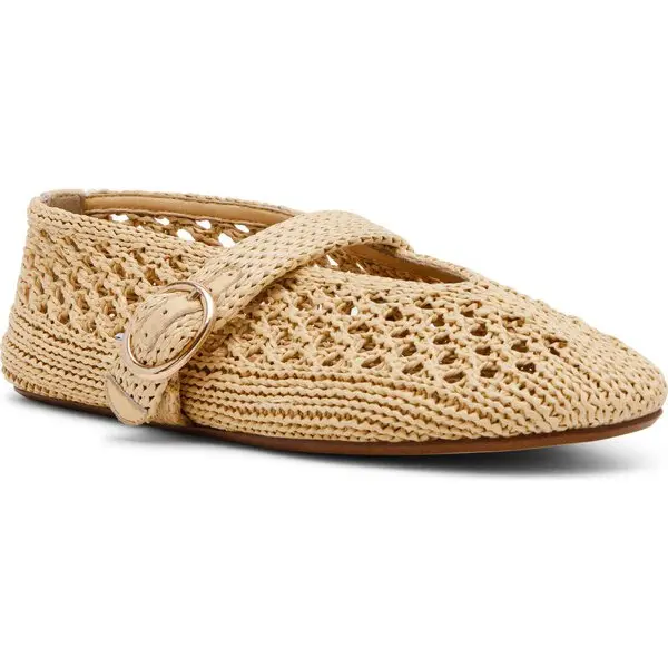 Steve Madden Alara Woven Mary Jane Flat - Natural Raffia