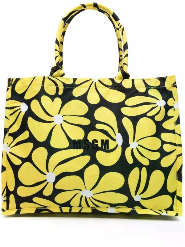 MSGM Floral-print Tote Bag - Yellow