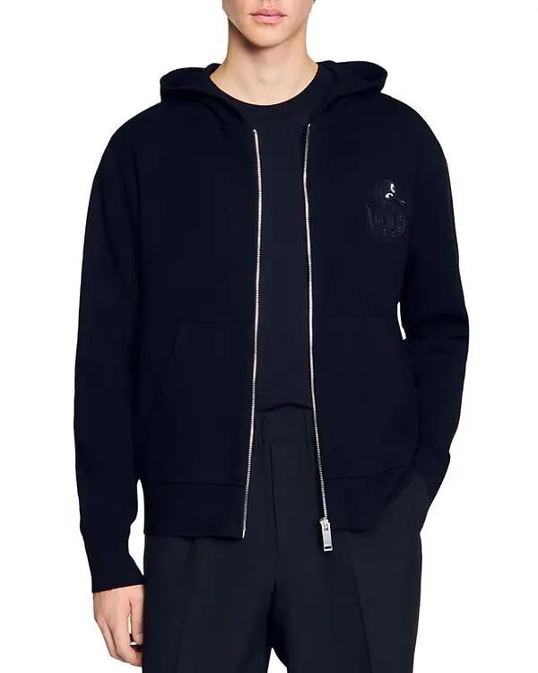 Sandro Snake Detail Zip-up Hoodie