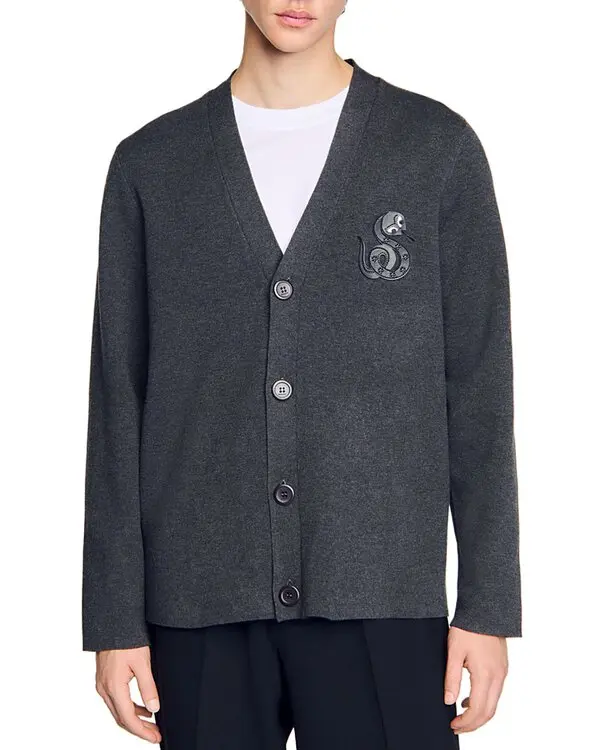 Sandro Snake Detail Cardigan - Grey