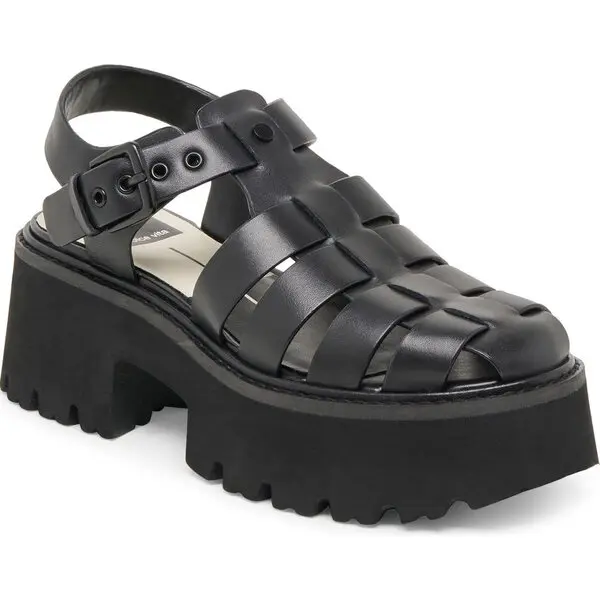 Dolce Vita Lasly Platform Fisherman Sandal - Black Leather