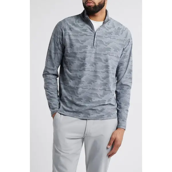Johnnie-o Talbert Waffle Camo Print Quarter Zip Pullover - Thunder