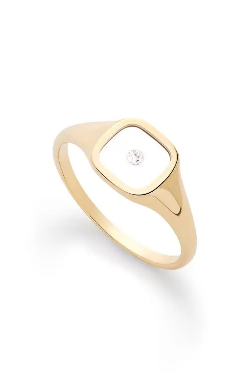 ANA LUISA Solid Signet Ring With Diamond
