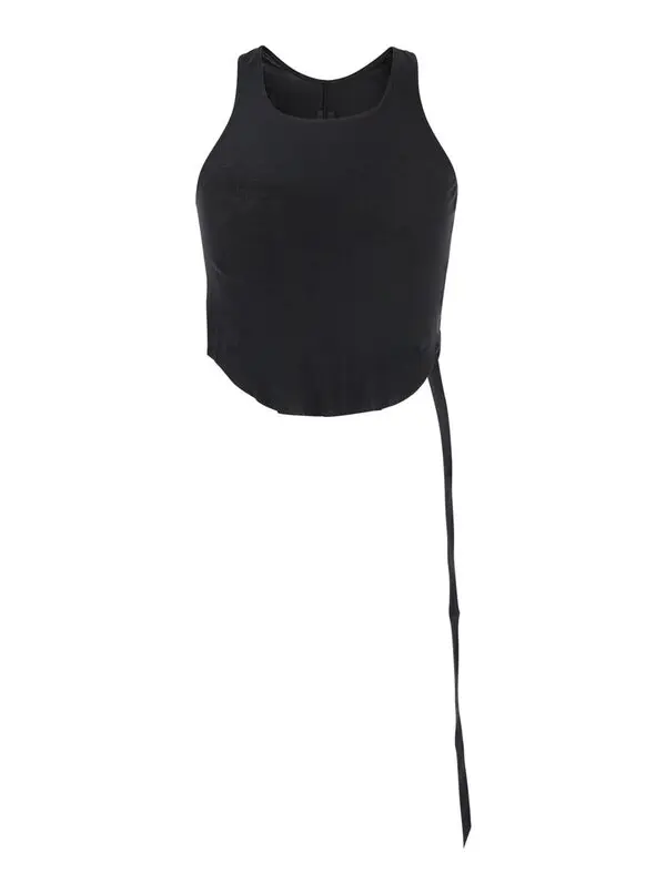 Rick Owens Racerback Top With Oversize Band In Cotton - Black
