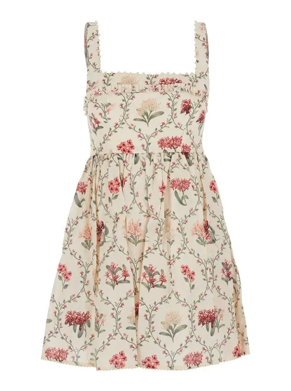 Agua Bendita Barbara Floral Embroidered Linen Dress - Multicolor