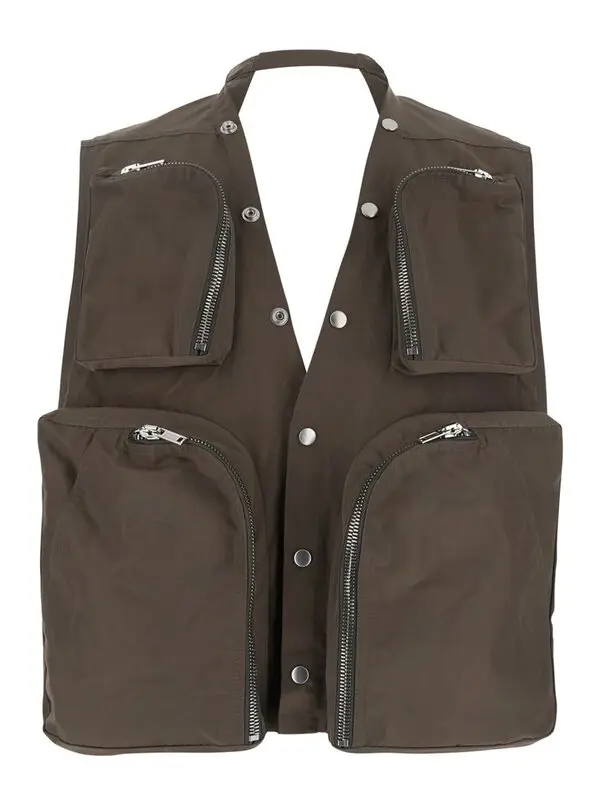 Rick Owens Cotton Vest With Cargo Pockets