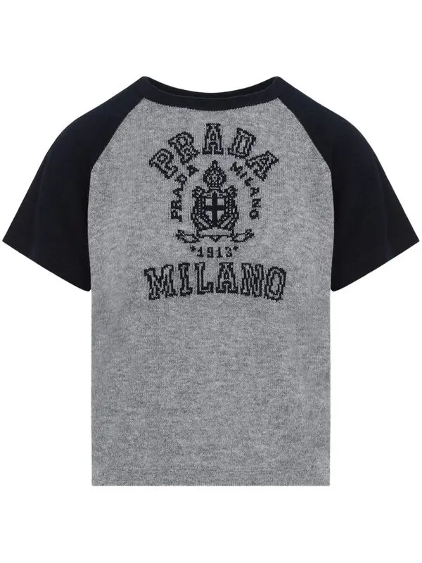 Prada Logo-intarsia Cashmere Top