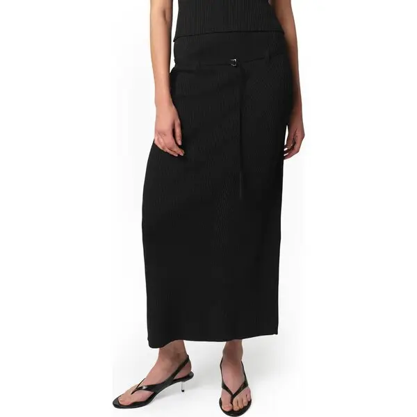 Apparis Judd Belted Rib Maxi Skirt - Noir