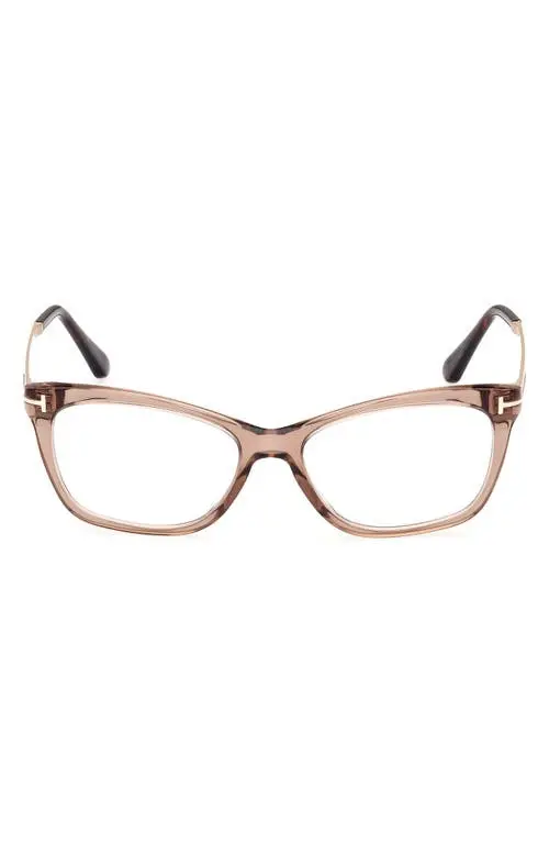 TOM FORD 54mm Geometric Optical Glasses - Champagne Pale Gold