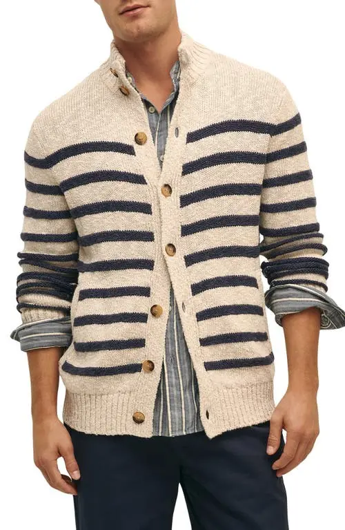 Brooks Brothers Stripe Cotton & Linen Cardigan