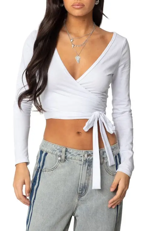 EDIKTED Aila Wrap Crop Top