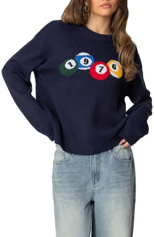 EDIKTED 1976 Billiards Graphic Crewneck Sweater