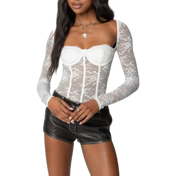 EDIKTED Ally Sheer Lace Bodysuit