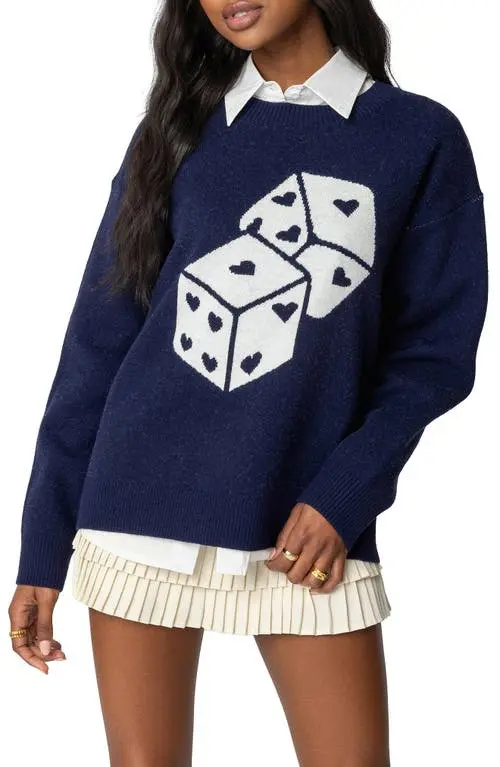 EDIKTED Roll The Dice Graphic Crewneck Sweater