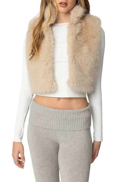 EDIKTED Cassandra Crop Faux Fur Vest