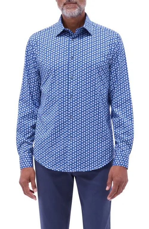 Bugatchi Jimmy Ooohcotton® Geo Print Button-up Shirt - Cobalt