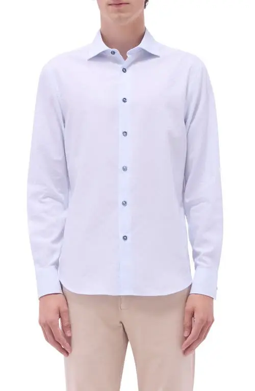 Bugatchi Axel Diamond Jacquard Cotton Button-up Shirt - Salt