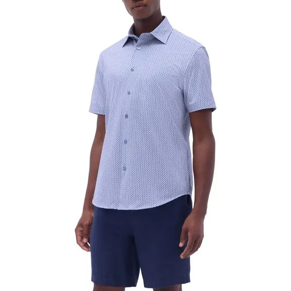 Bugatchi Miles Ooohcotton® Heart Print Short Sleeve Button-up Shirt