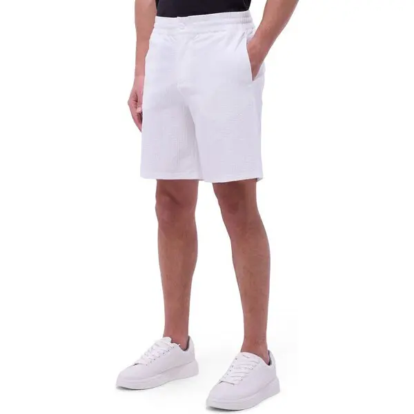 Bugatchi Cotton Blend Seersucker Shorts - White