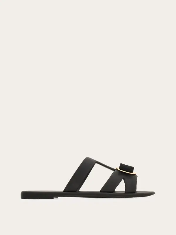 FERRAGAMO Vara Plate Strappy Slides - Black