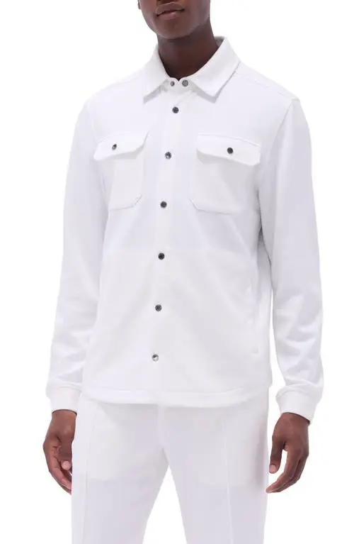 Bugatchi Soft Touch Knit Shirt Jacket - Chalk