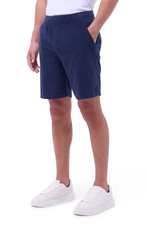 Bugatchi Cotton Blend French Terry Drawstring Shorts - Navy