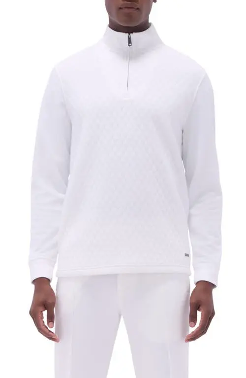 Bugatchi Quilted Quarter Zip Pullover - Chalk