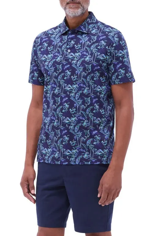 Bugatchi Hendrix Digital Island Print Pima Cotton Polo