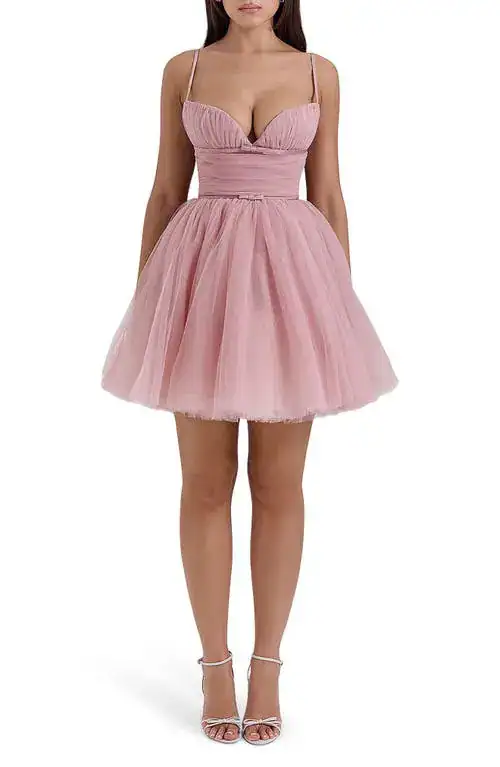 House Of Cb Princess Tulle Fit & Flare Evening Dress - Adobe Rose |  Editorialist