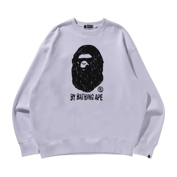 BAPE Hand Draw Ape Head Crewneck - White