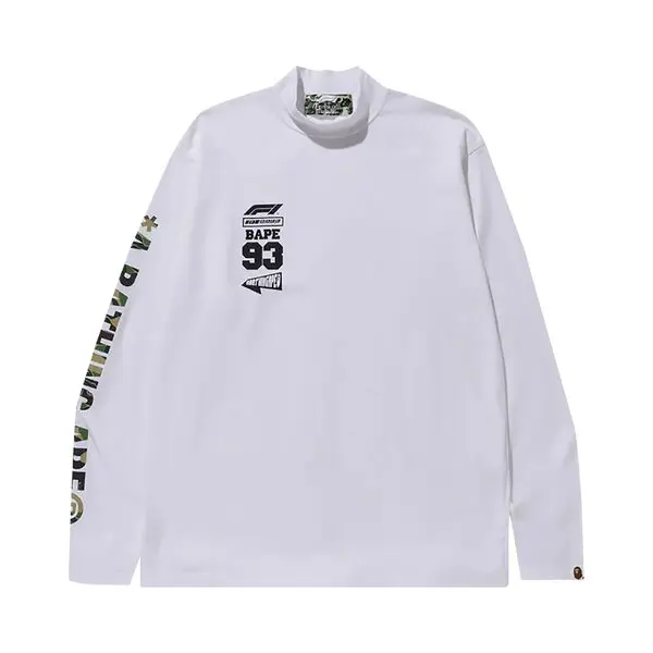 BAPE X F1 Mock Neck Long-sleeve Tee - White