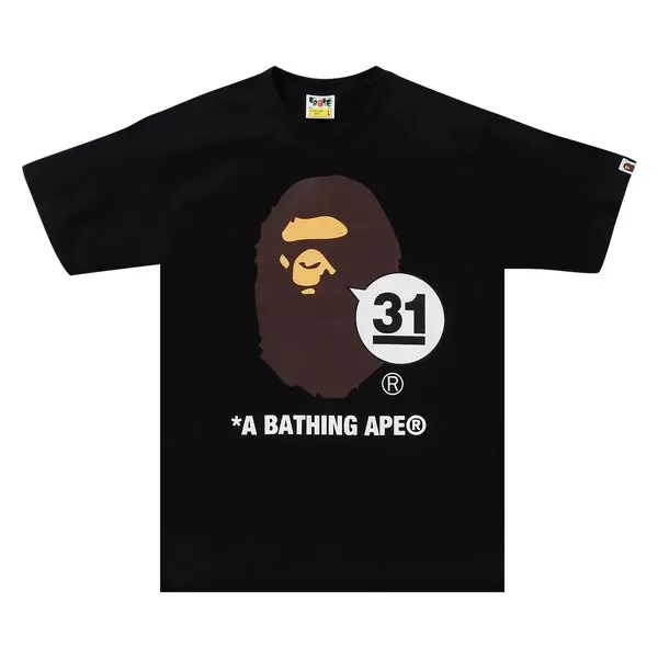 BAPE A Bathing Ape 31st Anniversary Ape Head Tee - Black