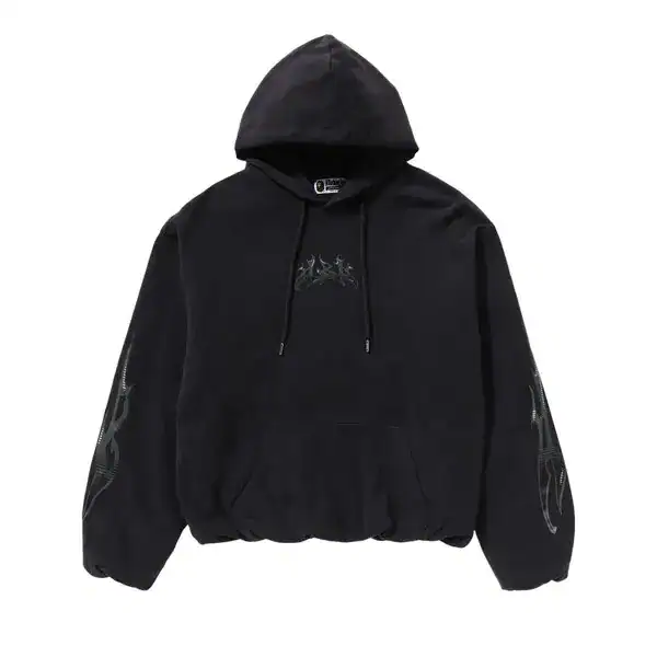 トップス BAPE FLAME PULLOVER HOODIE Bape Flame Garment Dyed Pullover Hoodie - Black | Editorialist