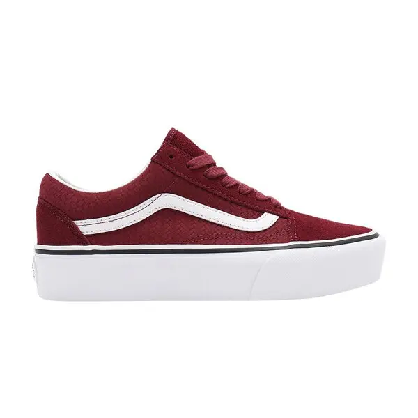 VANS Old Skool Suede Embossed Platform Sneakers - Red