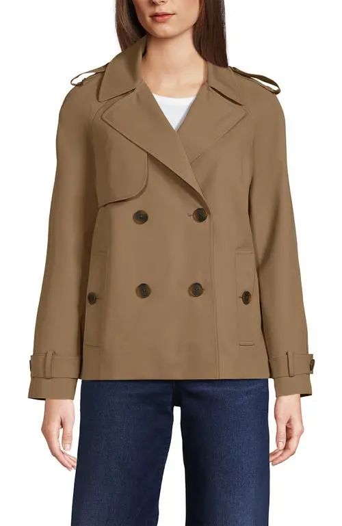 LANDS' END Trench Rain Jacket - Dark Jute Brown