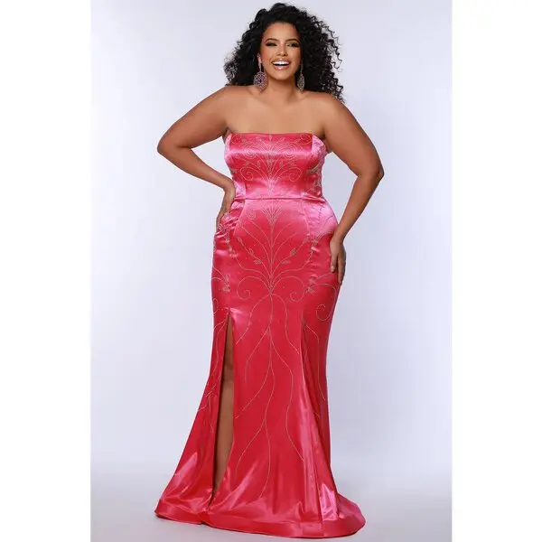 SYDNEY'S CLOSET Strapless Evening Gown - Fuchsia