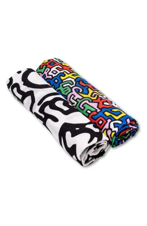 ETTA LOVES Keith Haring 2-pack Organic Cotton Muslin Squares