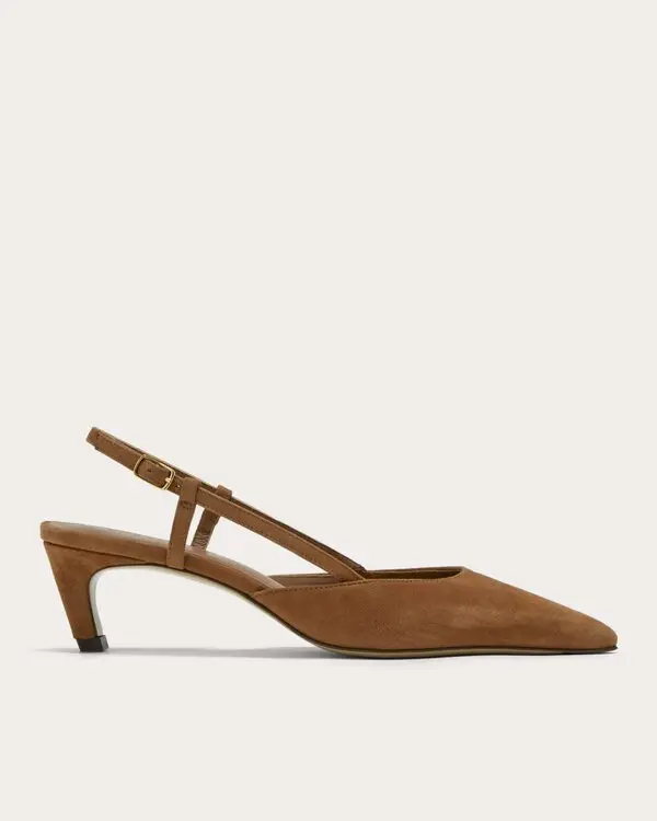 Everlane Studio Slingback Heel - Saddle Brown Suede
