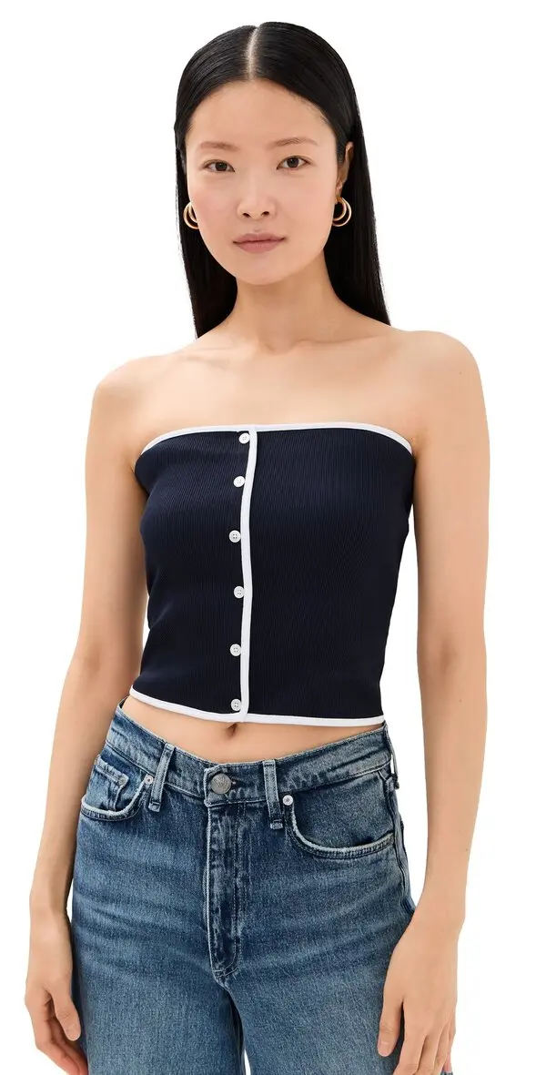 Veronica Beard Valley Ribbed Top - Navy