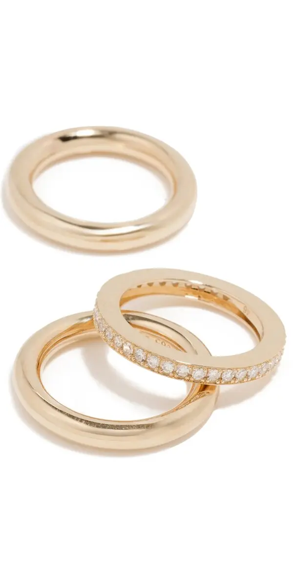 BY PARIAH Triple Diamond Stack Ring Set - Gold