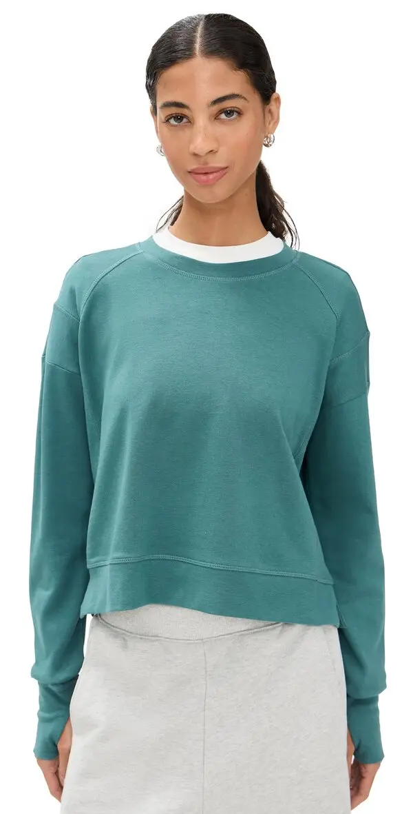 Sweaty Betty After Class Crop Sweatshirt - Glade Green