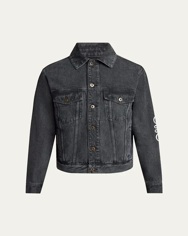 Loewe Anagram Elbow Denim Trucker Jacket - Black