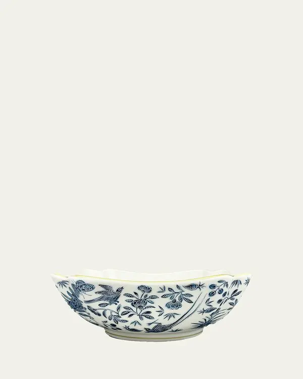 MOTTAHEDEH Sacred Bird & Butterfly Blue Square Bowl, Small