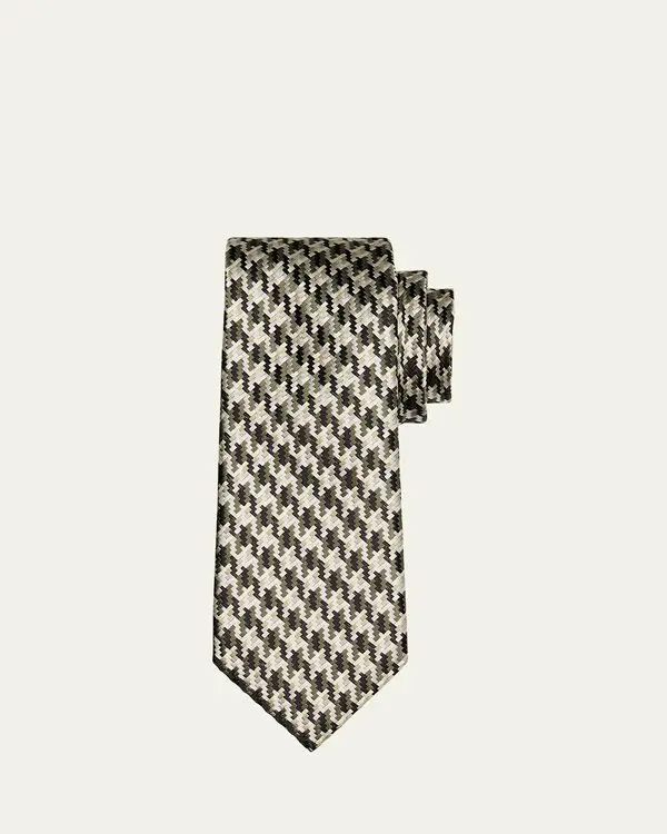 TOM FORD Houndstooth Woven Neck Tie - Milgreen M