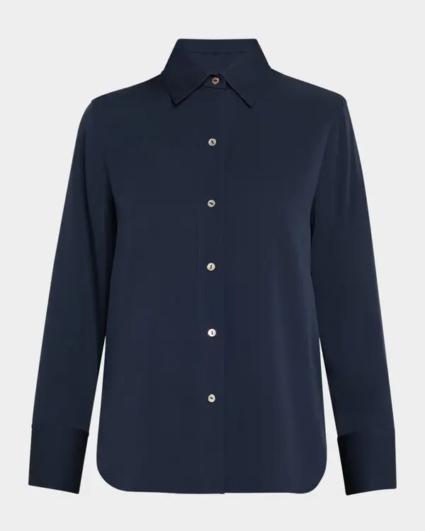 Vince Classic Silk Blouse - Coastal