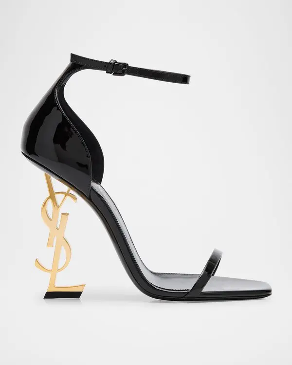 Saint Laurent Opyum 110mm Patent Leather Sandals - 1000 - Noir