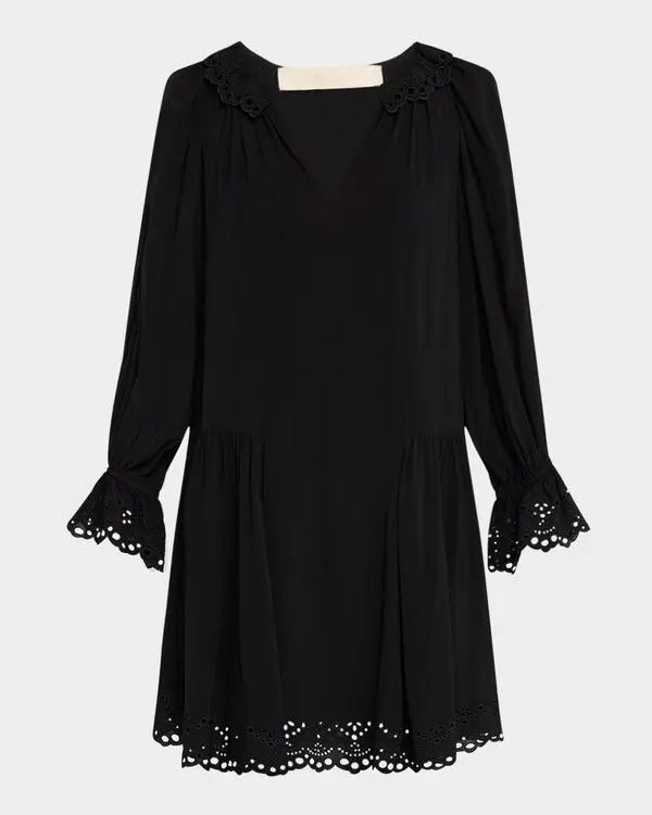 Vanessa Bruno Enora Scalloped Eyelet Shift Dress